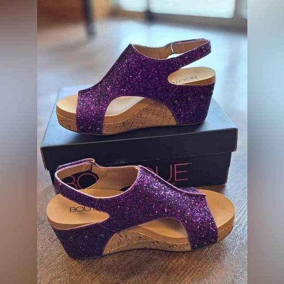 Corkys | Shoes | Corkys Purple Glitter Carley Wedges | Poshmark